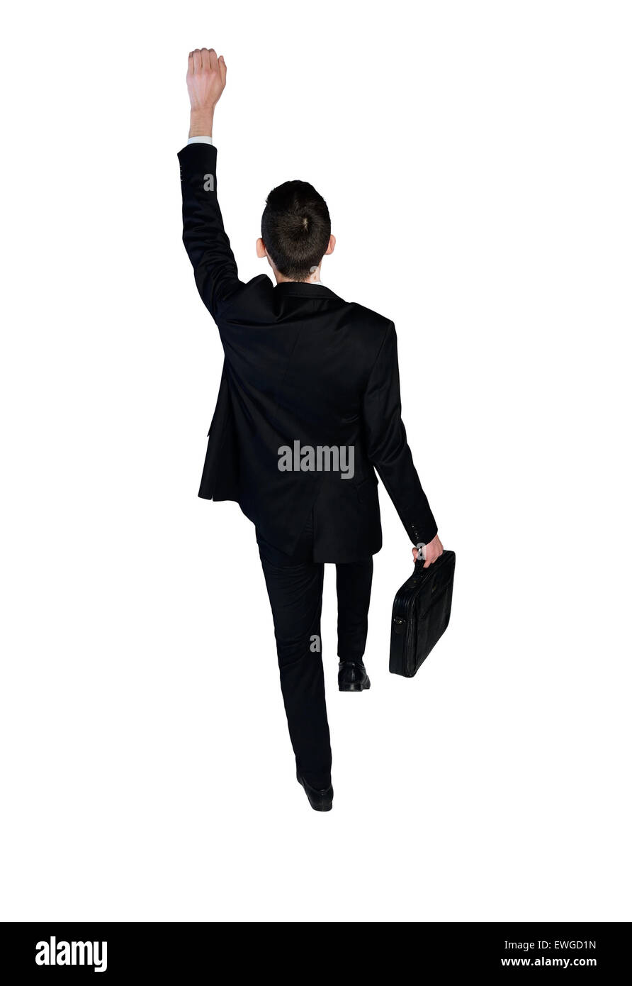 Isolated business man climb something Stock Photo - Alamy