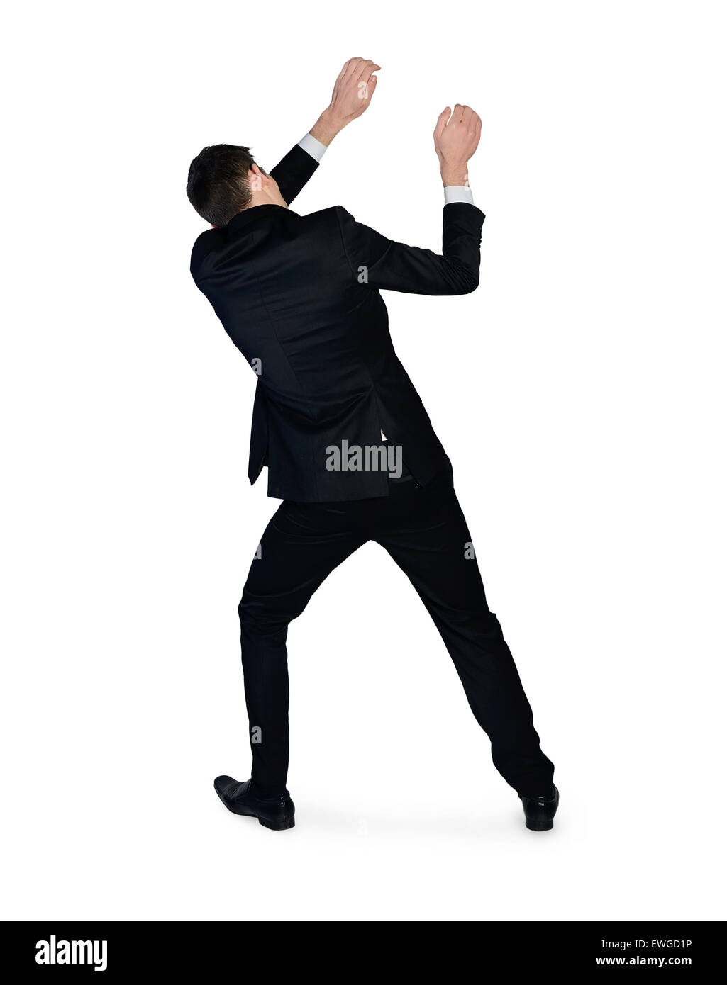 Isolated business man drag something Stock Photo - Alamy