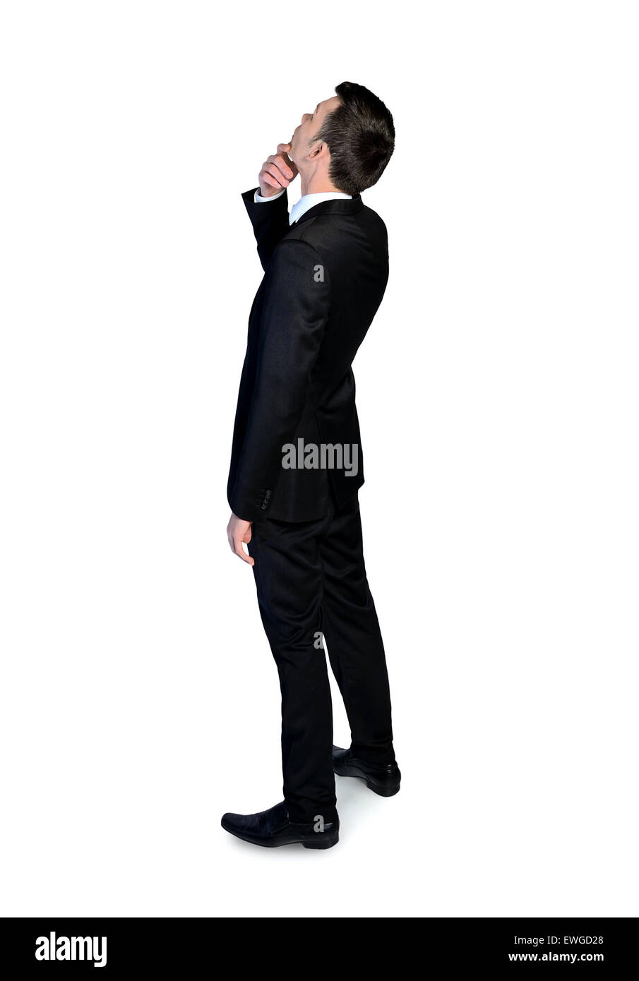 Isolated business man looking up Stock Photo - Alamy