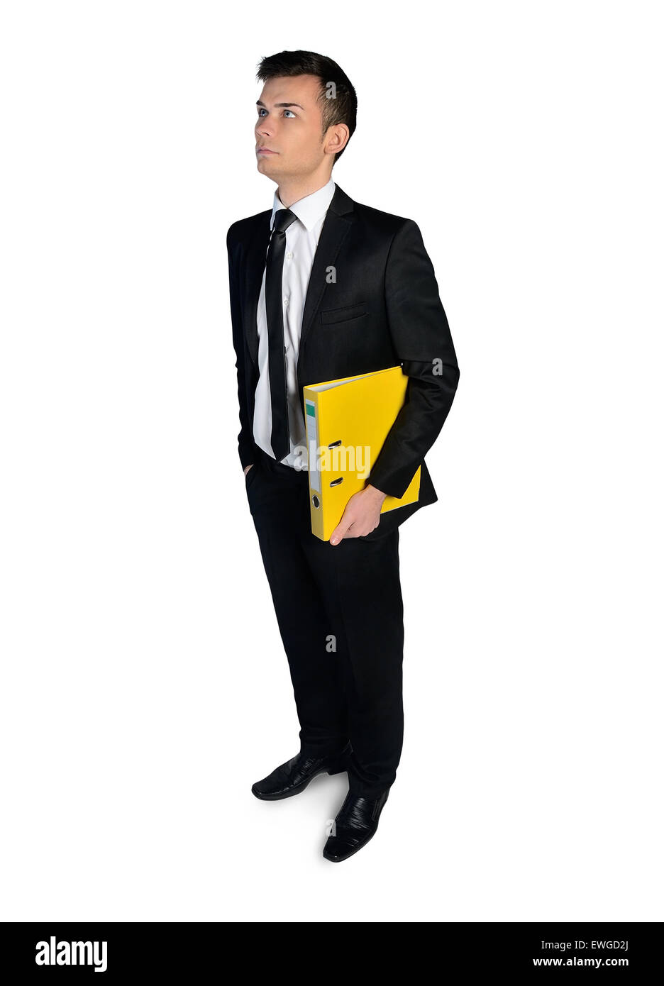 Isolated business man looking up Stock Photo - Alamy