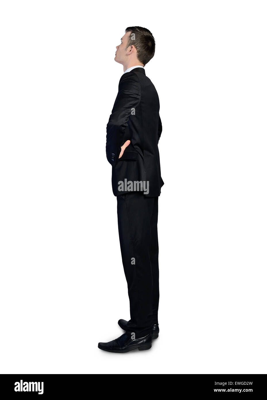 Isolated business man looking corner Stock Photo - Alamy