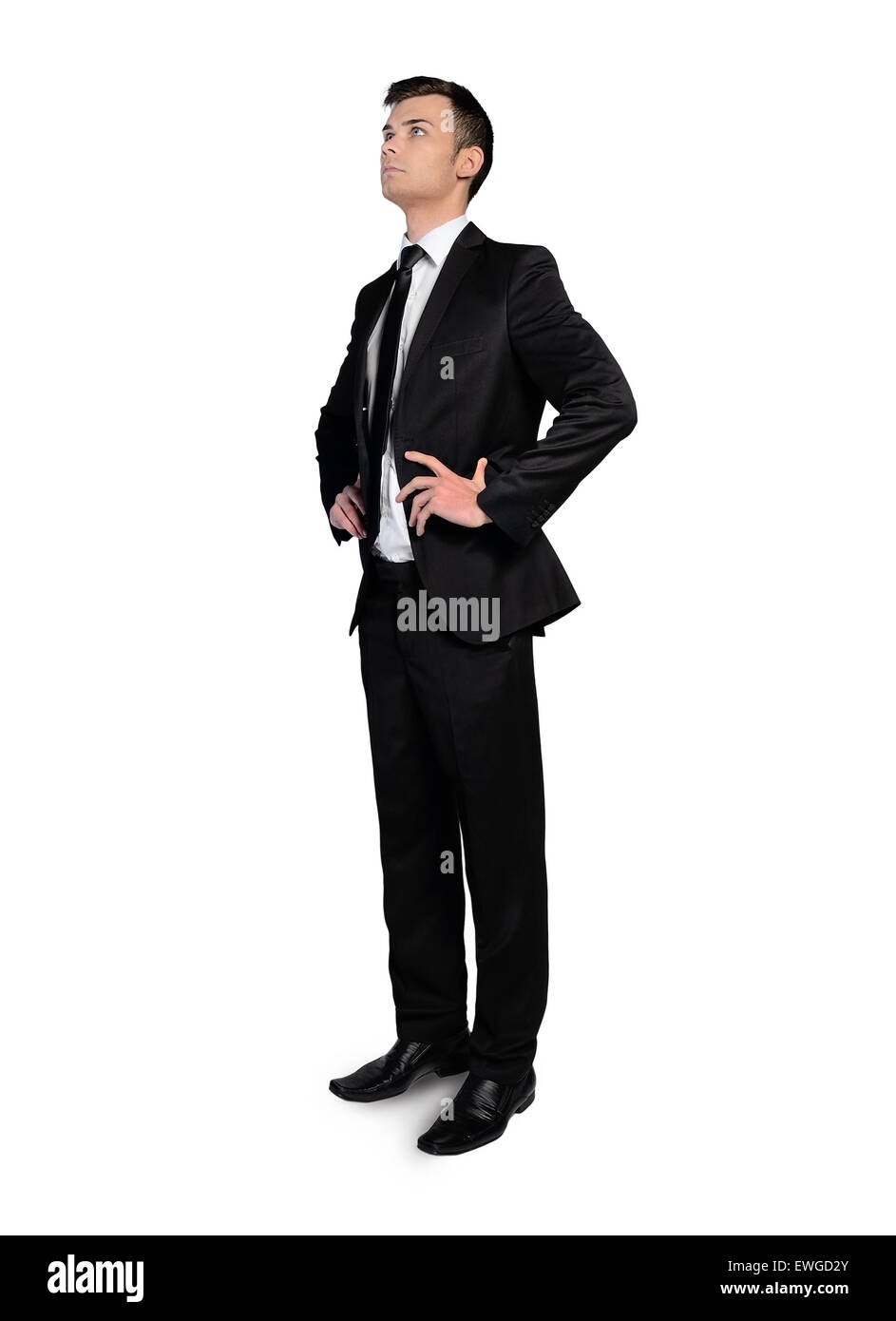 Isolated business man looking up Stock Photo - Alamy