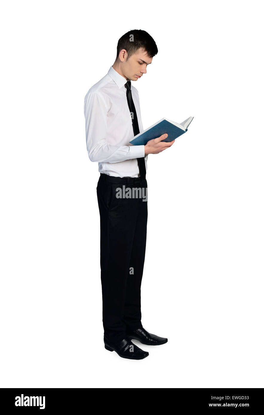 Isolated business man reading book Stock Photo - Alamy