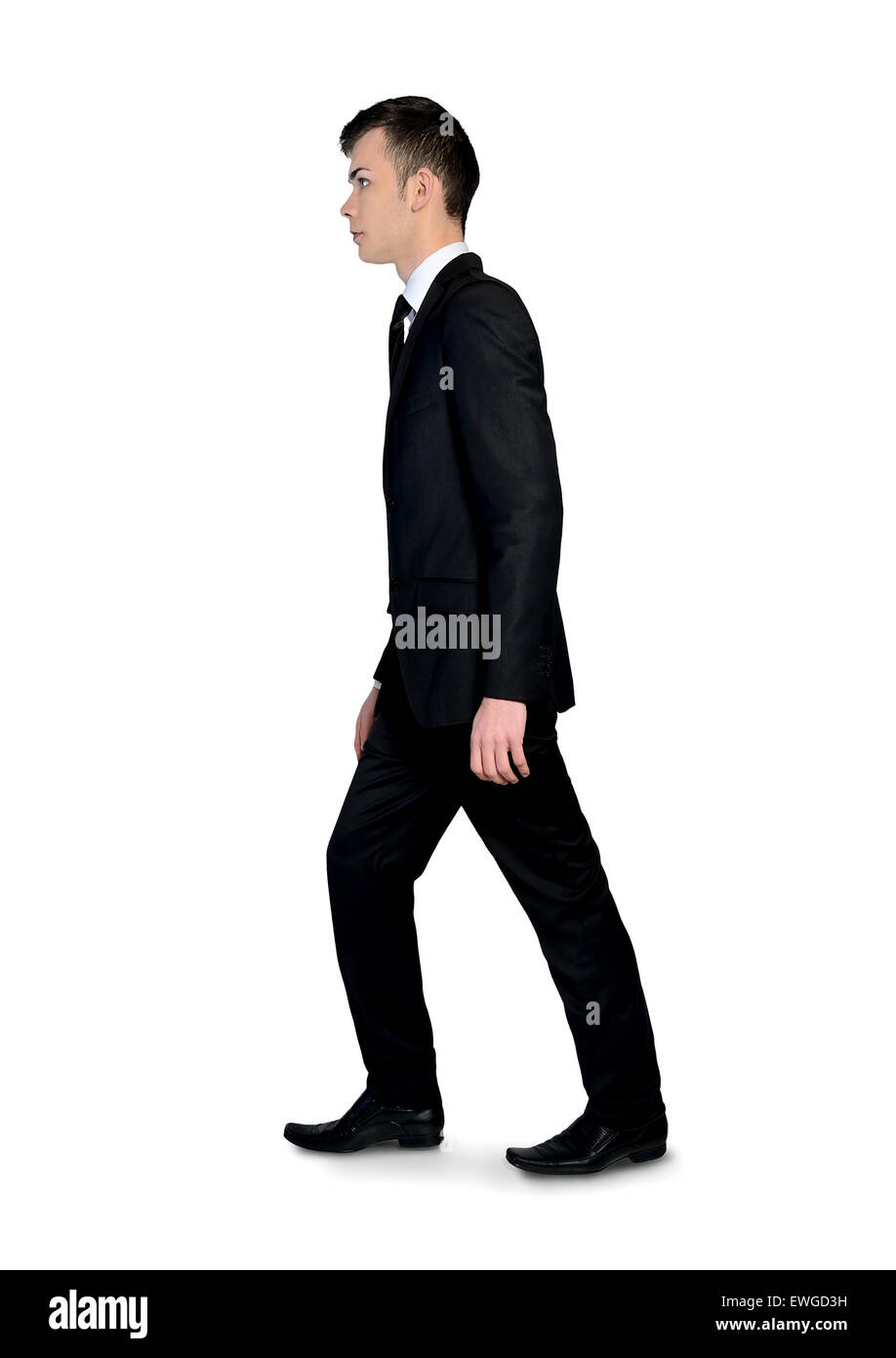 Isolated business man walking side Stock Photo - Alamy