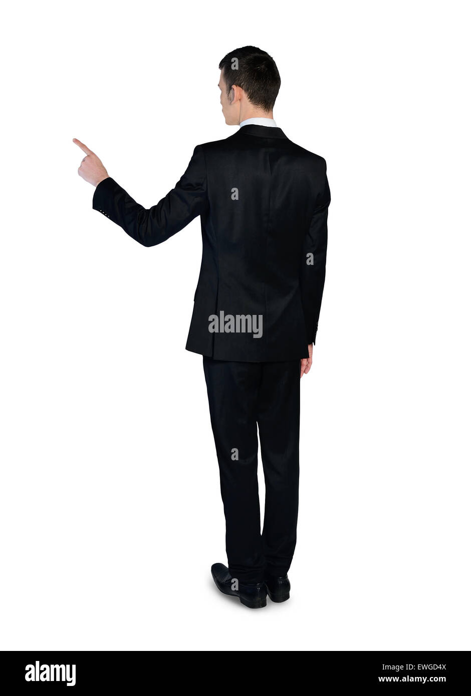 Isolated business man point something Stock Photo - Alamy