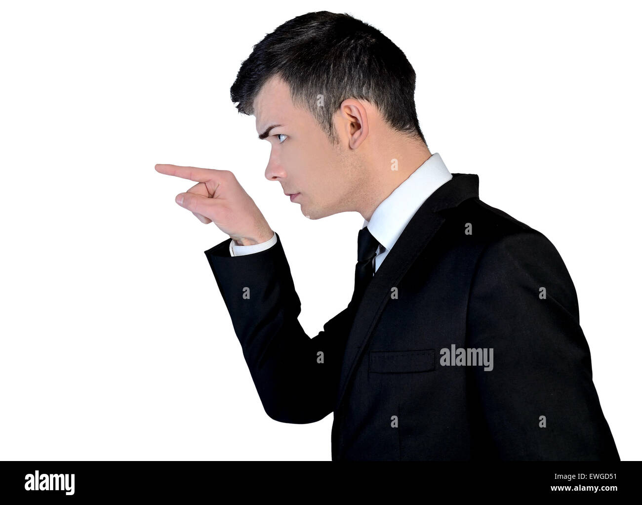 Isolated angry business man pointing Stock Photo - Alamy
