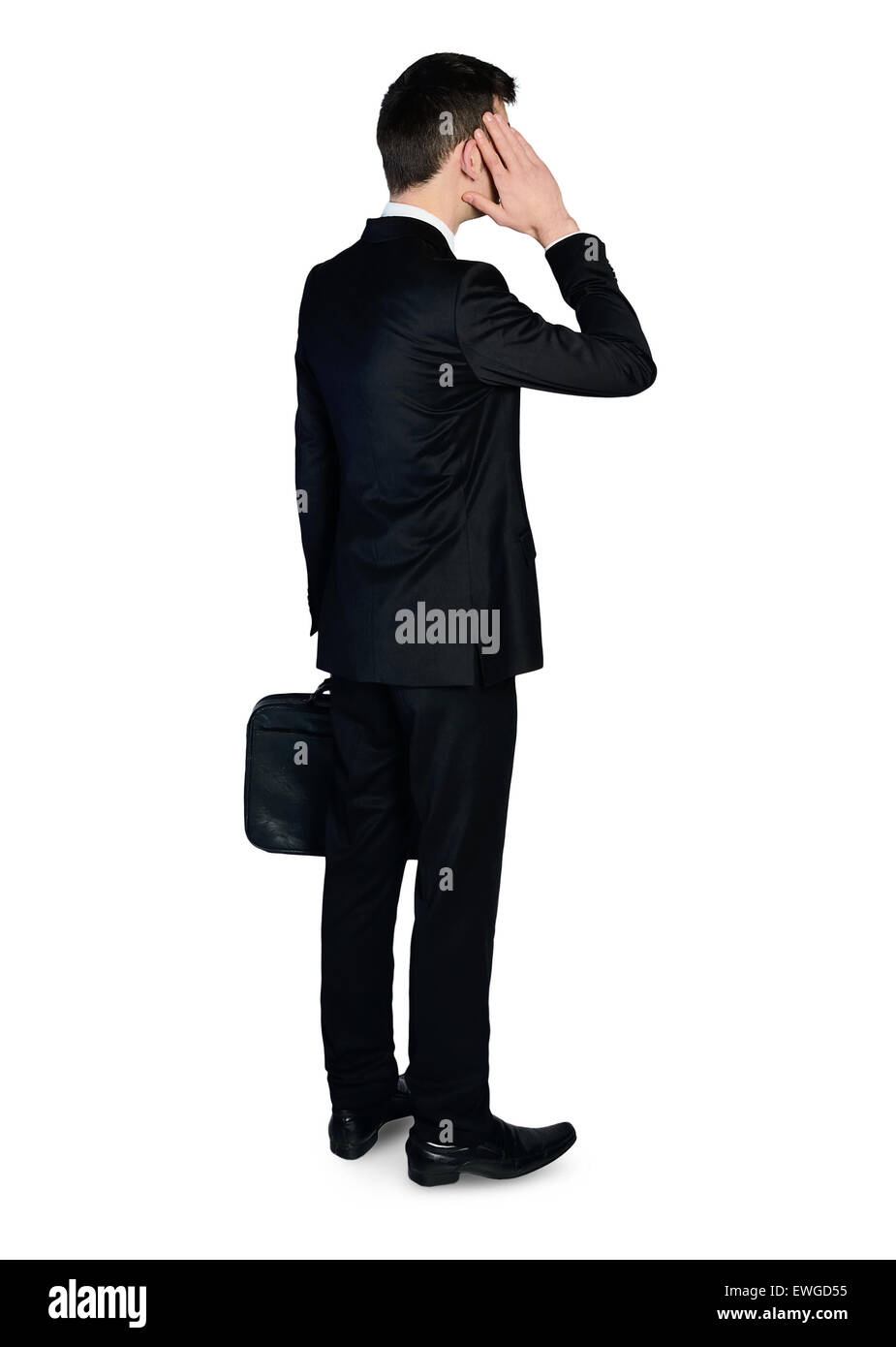 Isolated business man thinking solution Stock Photo - Alamy