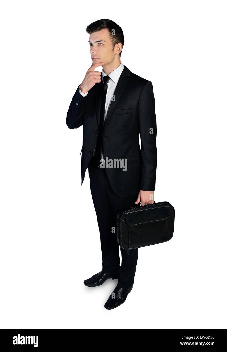 Isolated business man thinking solution Stock Photo - Alamy