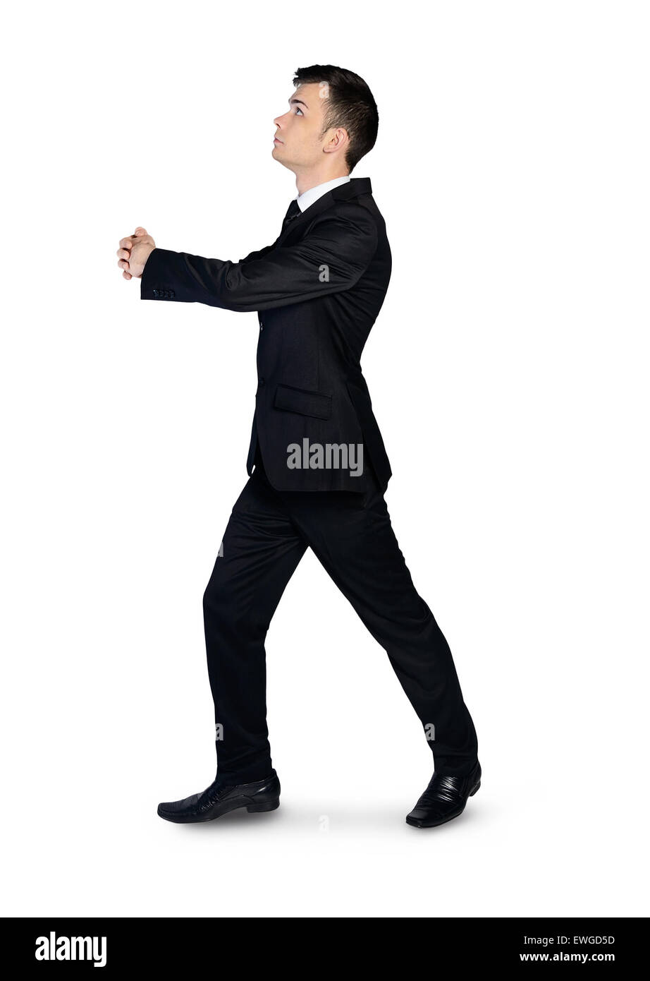 Isolated business man embrace something Stock Photo - Alamy