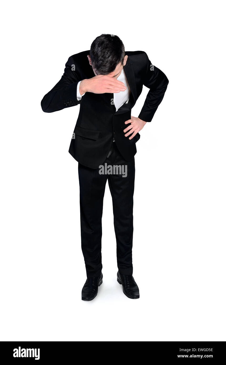 Isolated business man looking down Stock Photo - Alamy