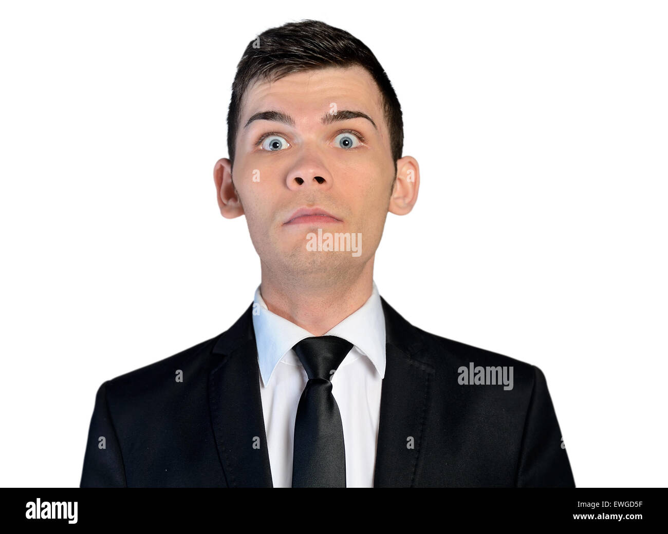 Isolated business man scared face Stock Photo - Alamy