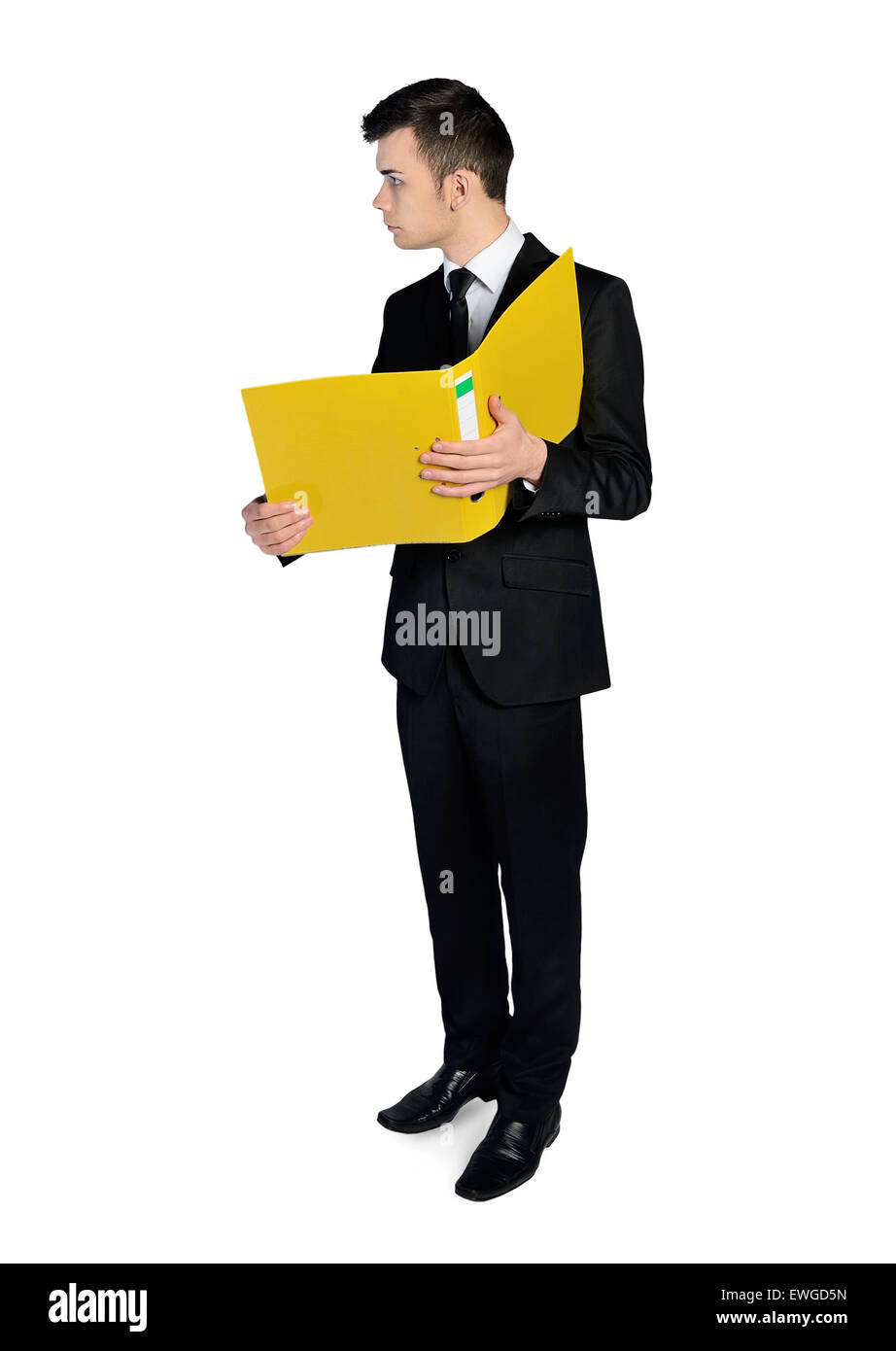 Isolated business man with folder Stock Photo - Alamy