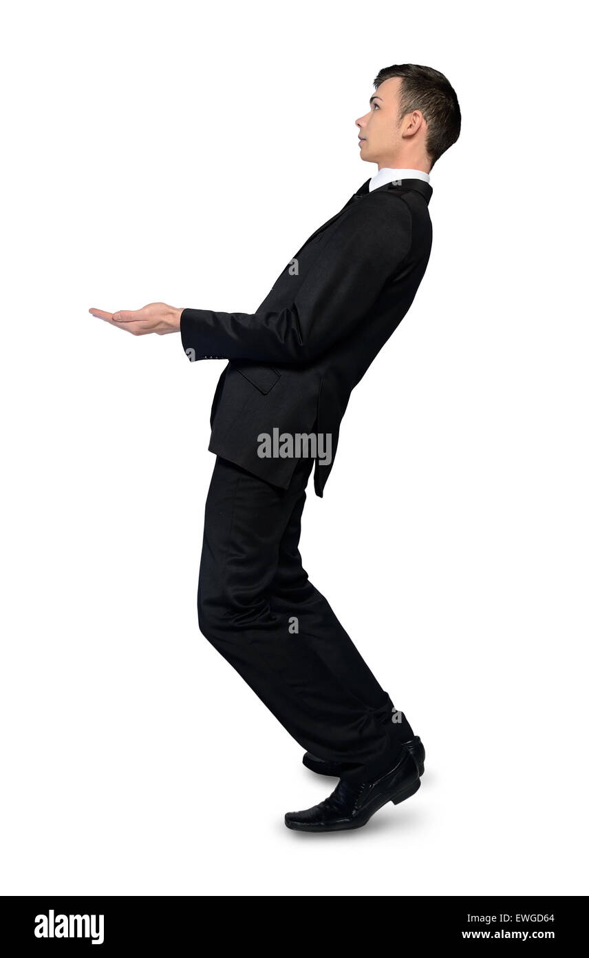 Isolated business man carry something Stock Photo - Alamy