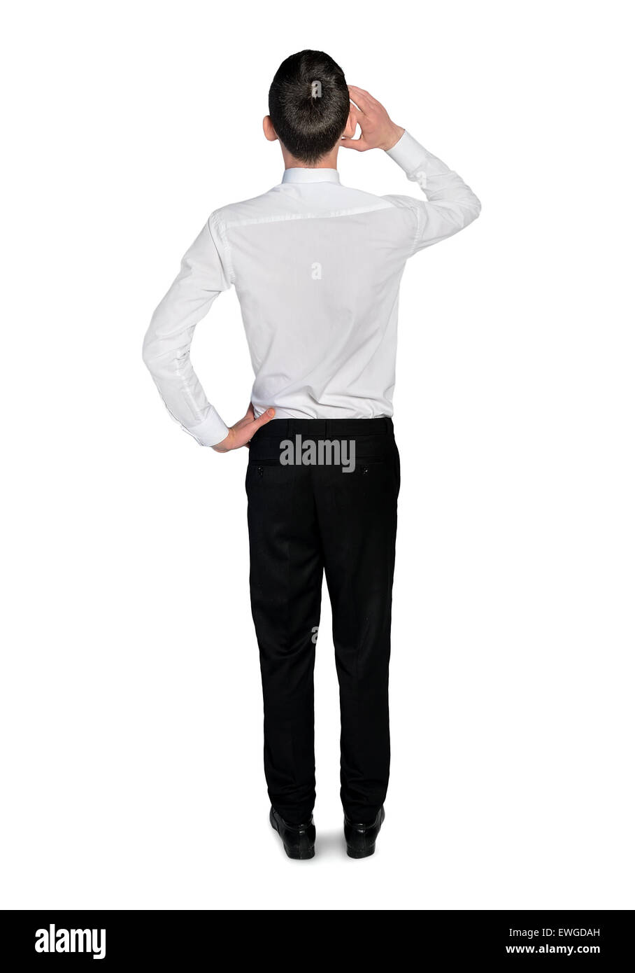 Isolated business man thinking solution Stock Photo - Alamy