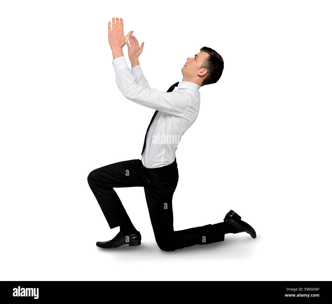 Isolated business man pray and looking up Stock Photo - Alamy