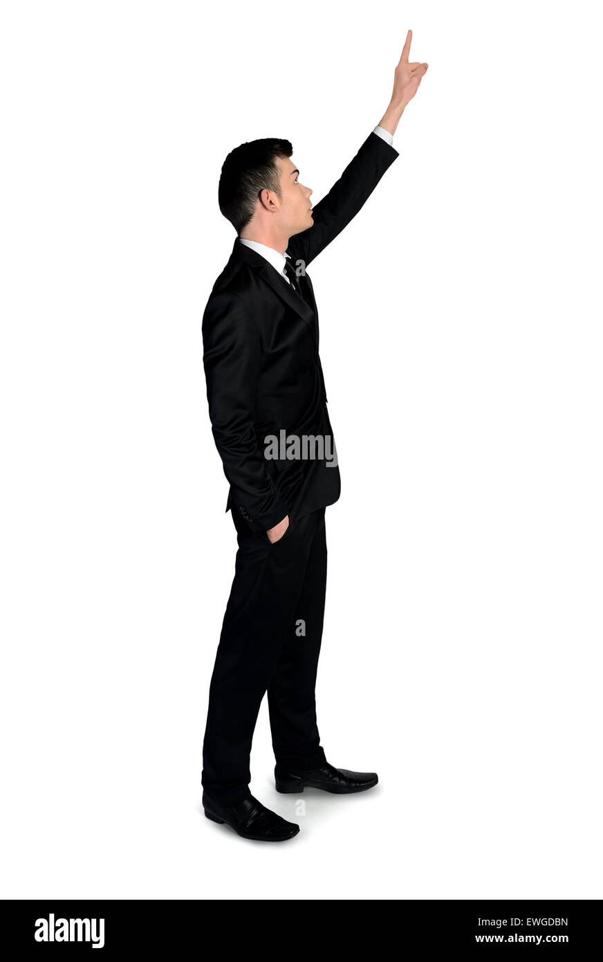 Isolated business man pointing something Stock Photo - Alamy