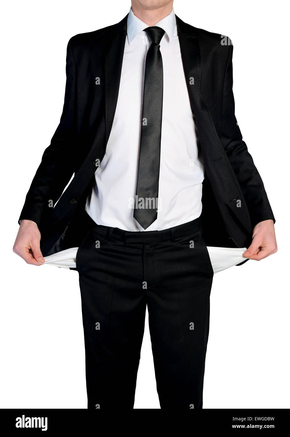 Business man showing empty pockets Stock Photo - Alamy