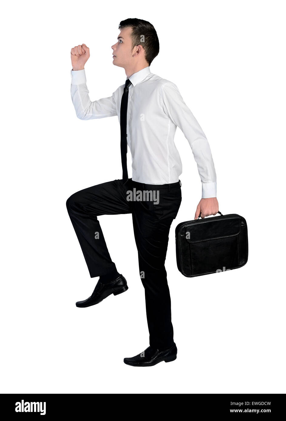 Isolated business man climb something Stock Photo - Alamy