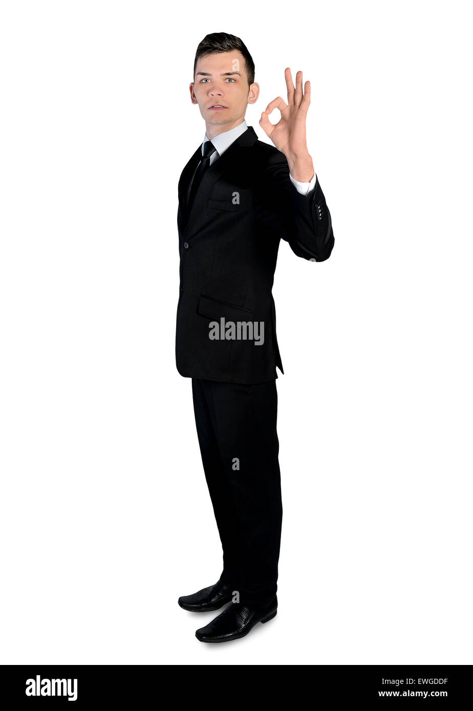 Isolated business man showing ok sign Stock Photo - Alamy