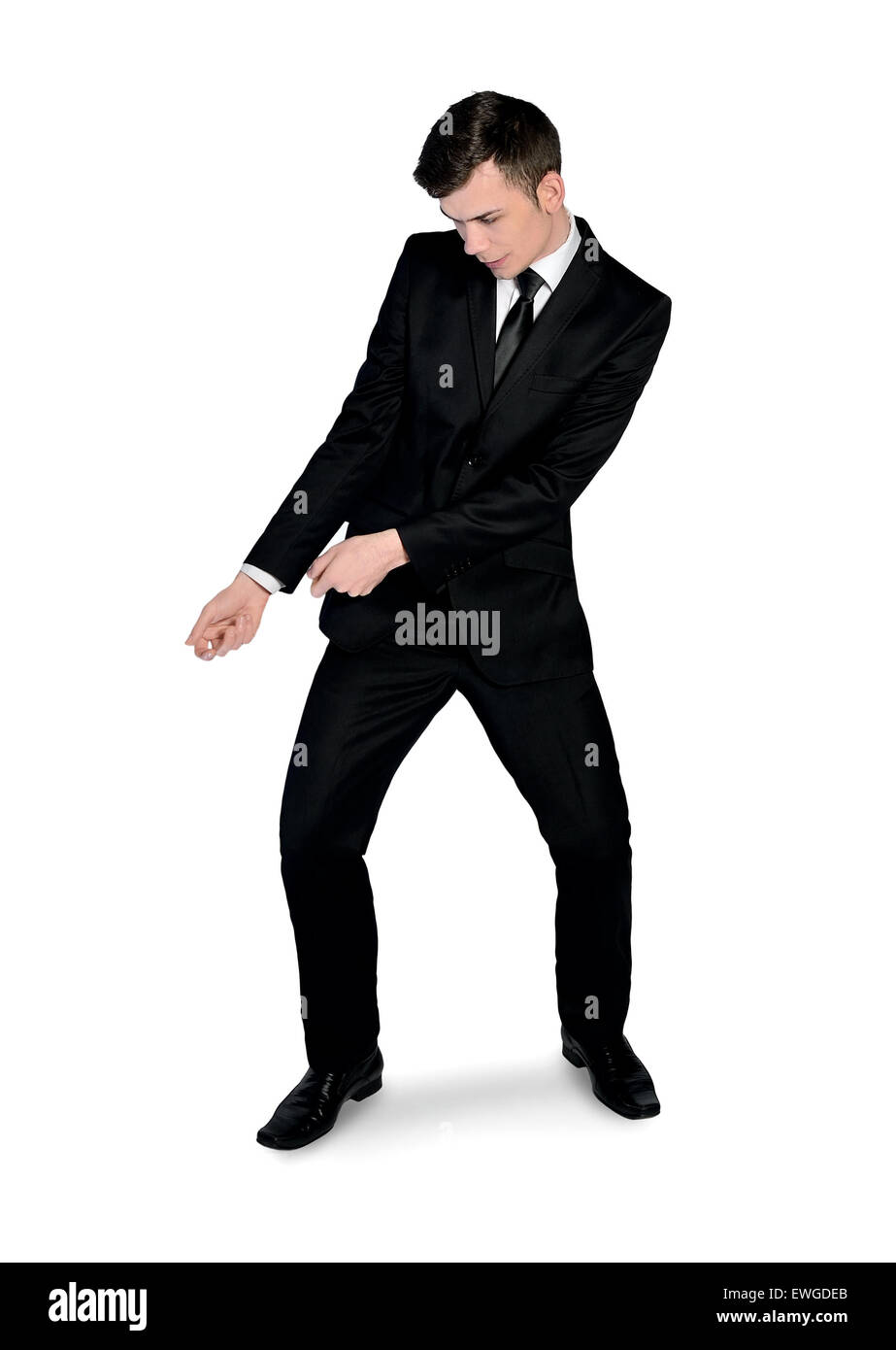 Isolated business man pull something Stock Photo - Alamy