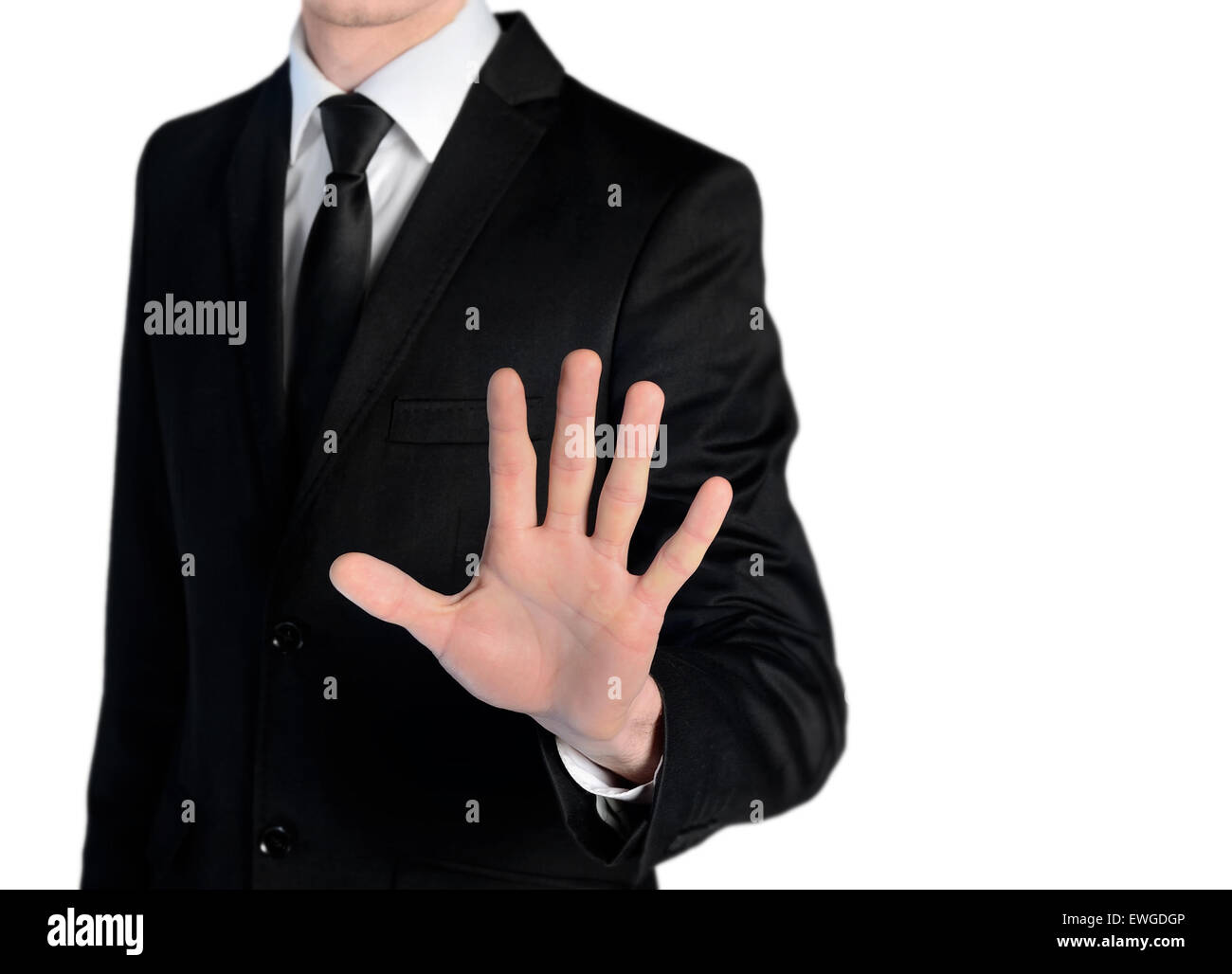 Isolated business man stop sign Stock Photo - Alamy