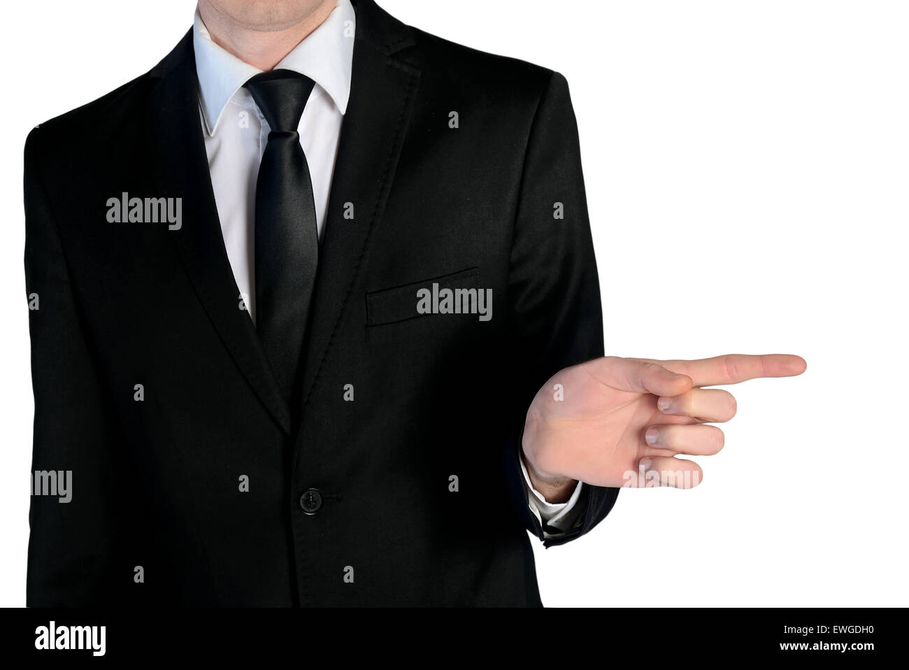 Isolated business man pointing direction Stock Photo - Alamy