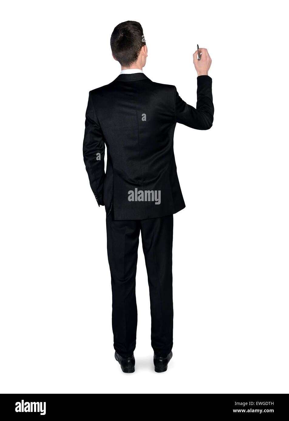 Isolated business man write something Stock Photo - Alamy