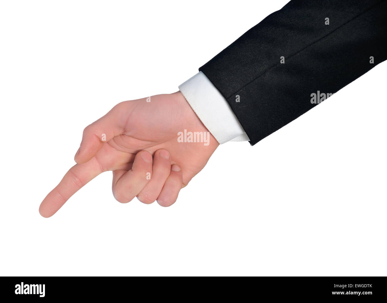 Finger press pointing on white Stock Photo - Alamy