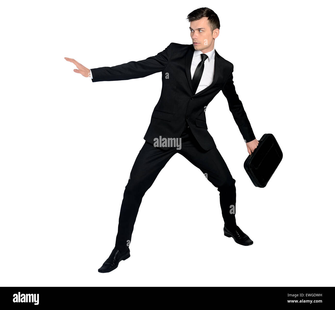 Isolated business man fear position Stock Photo - Alamy Isolated business man fear position Stock Photo - Alamy