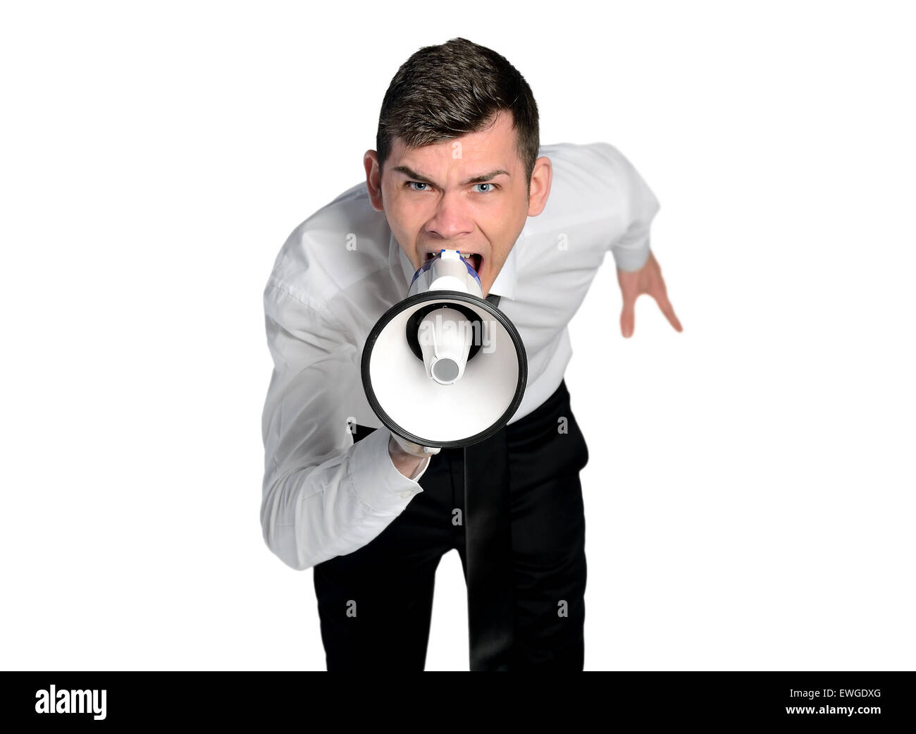 Angry young manager shouting Cut Out Stock Images & Pictures - Alamy