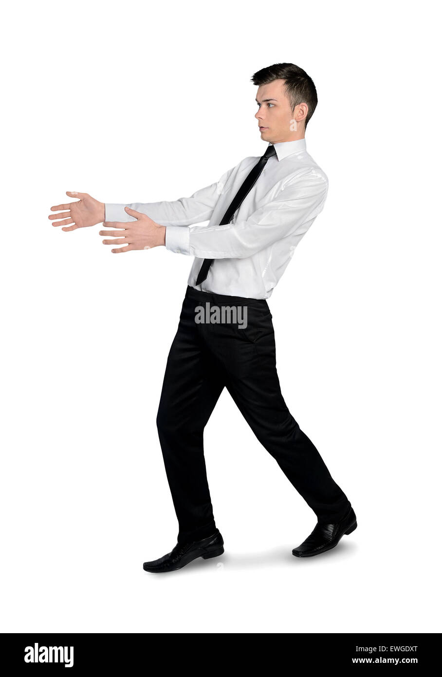 Isolated business man carry something Stock Photo - Alamy