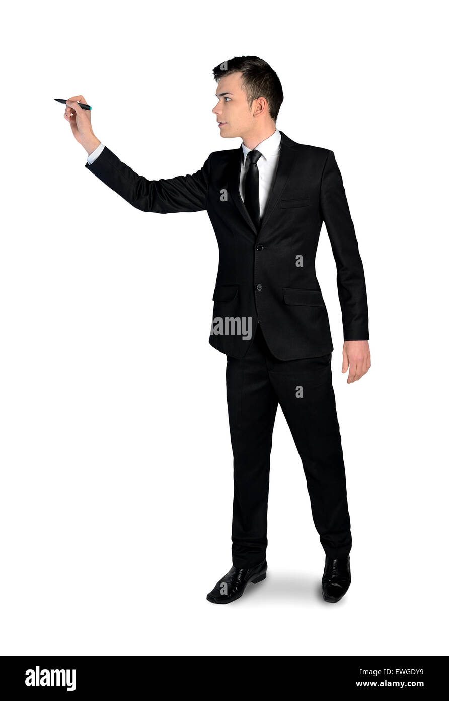 Isolated business man write something Stock Photo - Alamy
