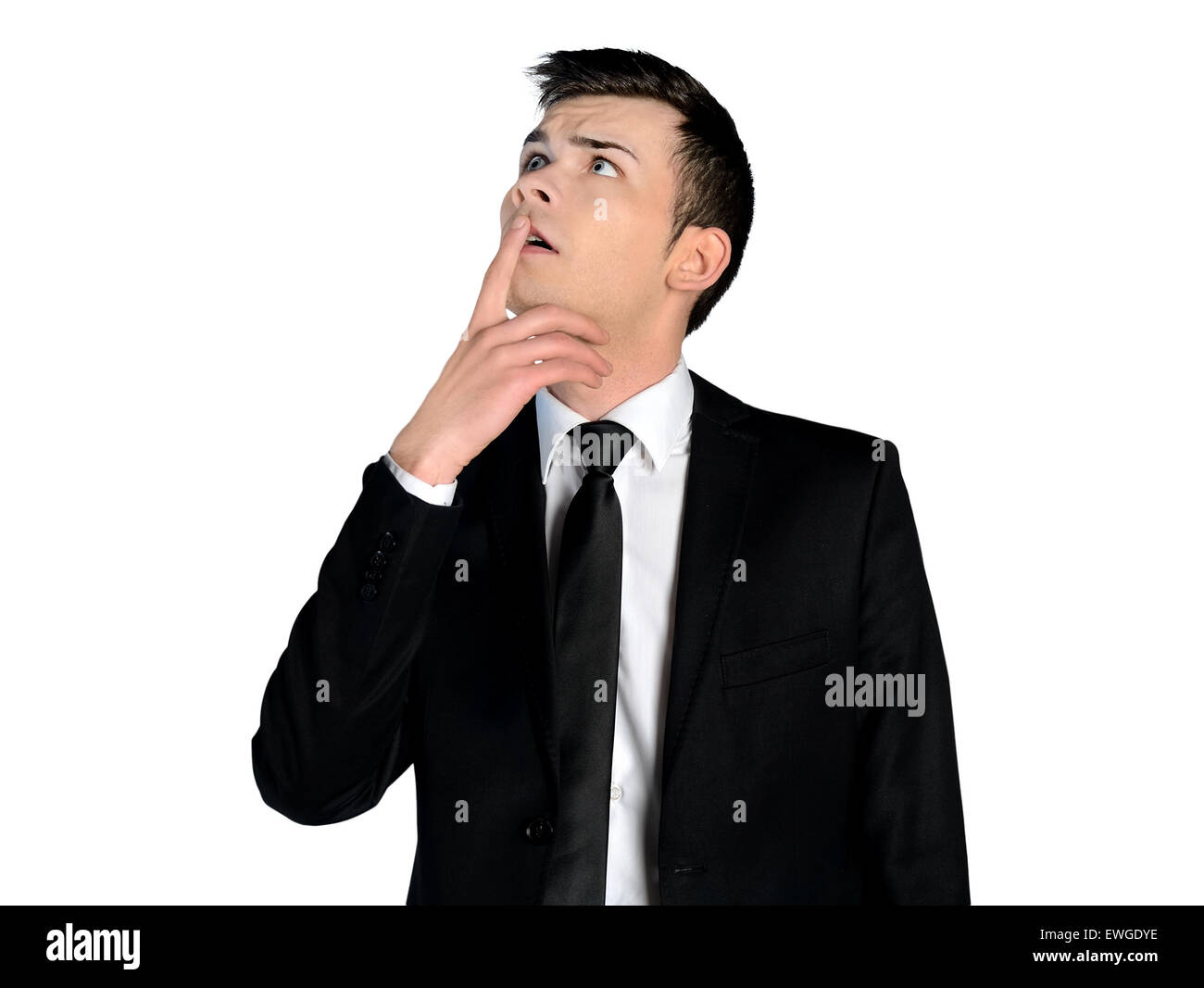 Isolated business man thinking solution Stock Photo - Alamy