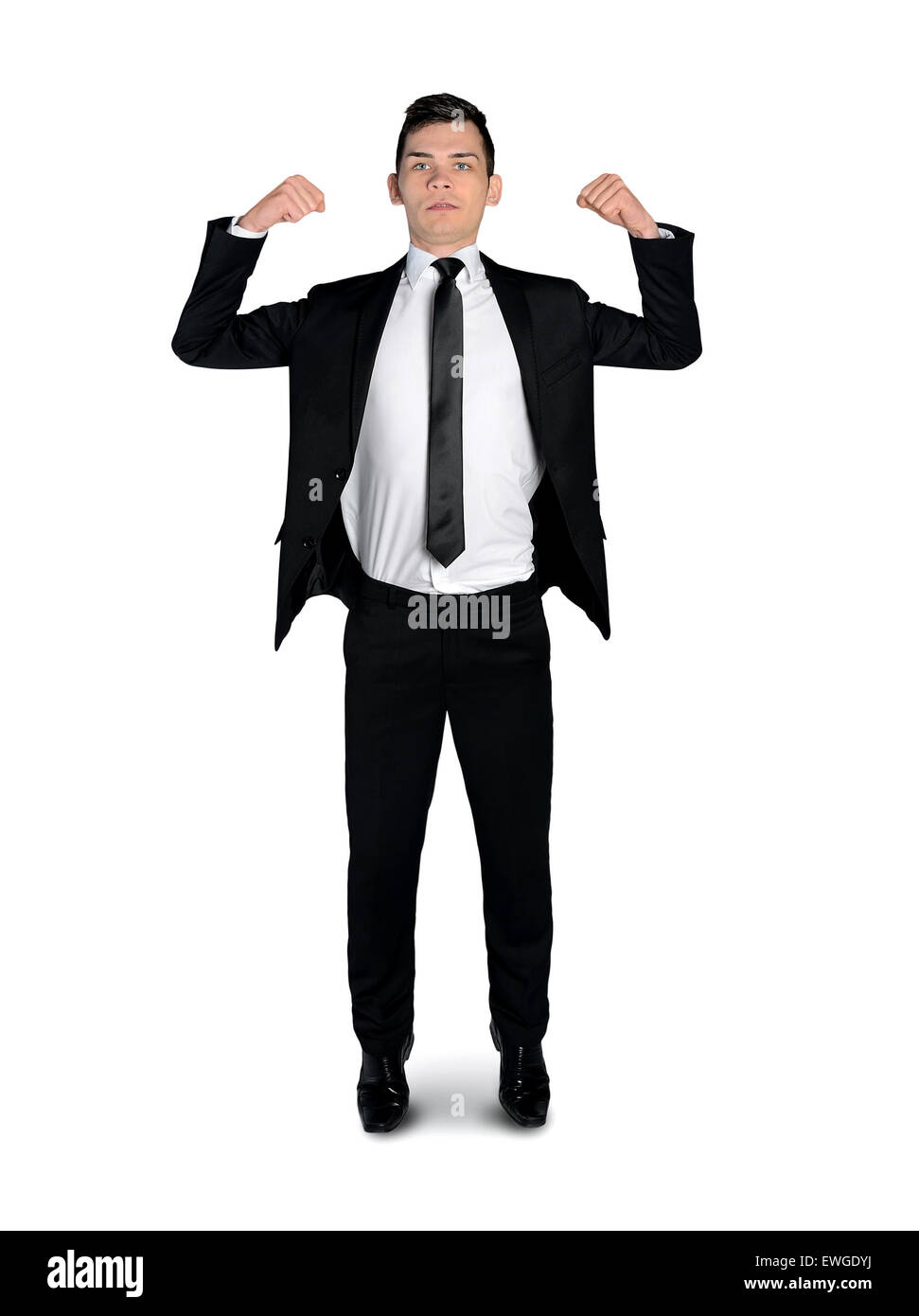 Isolated business man showing muscle Stock Photo - Alamy