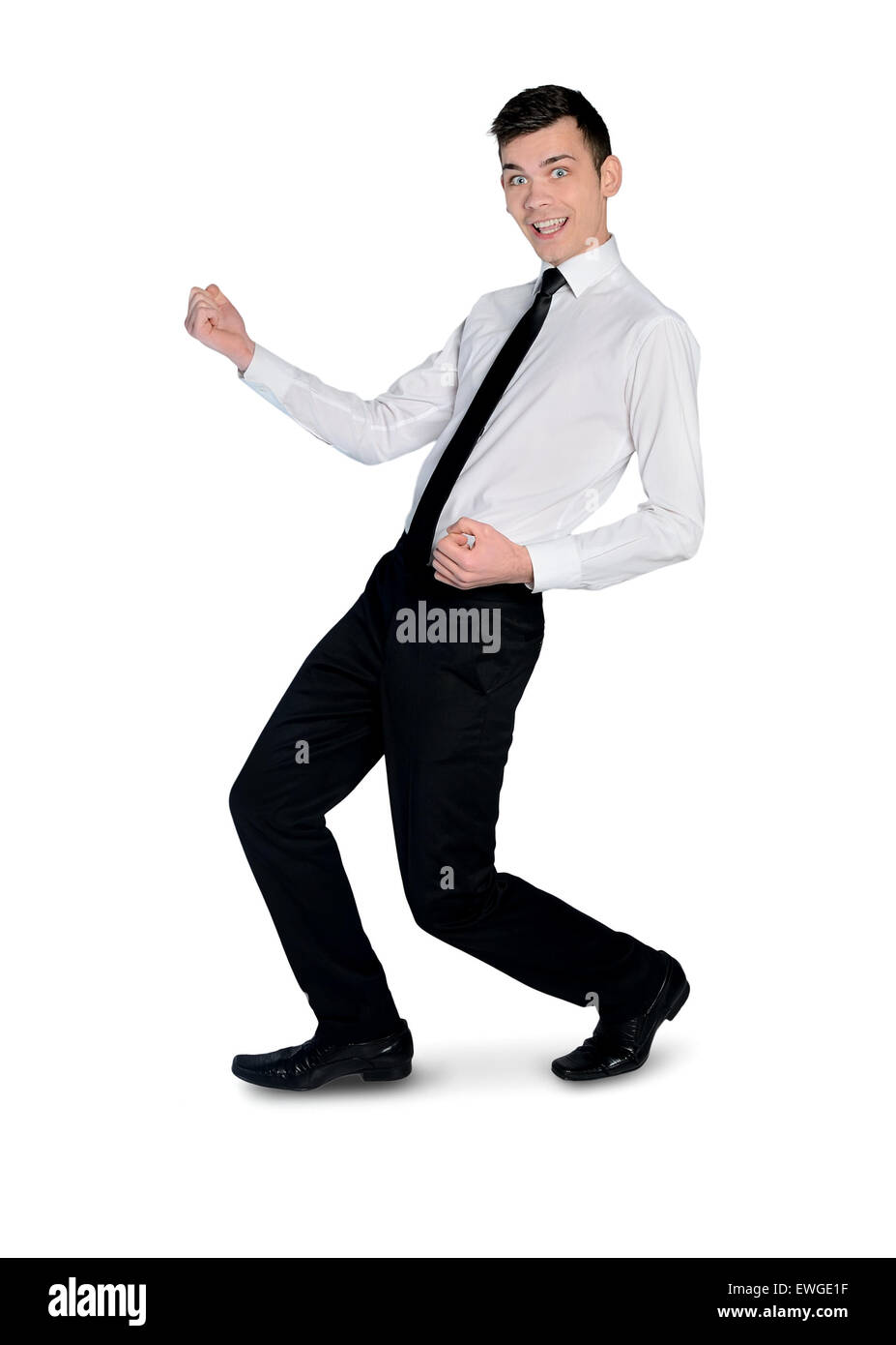 Isolated business man dance happy Stock Photo - Alamy