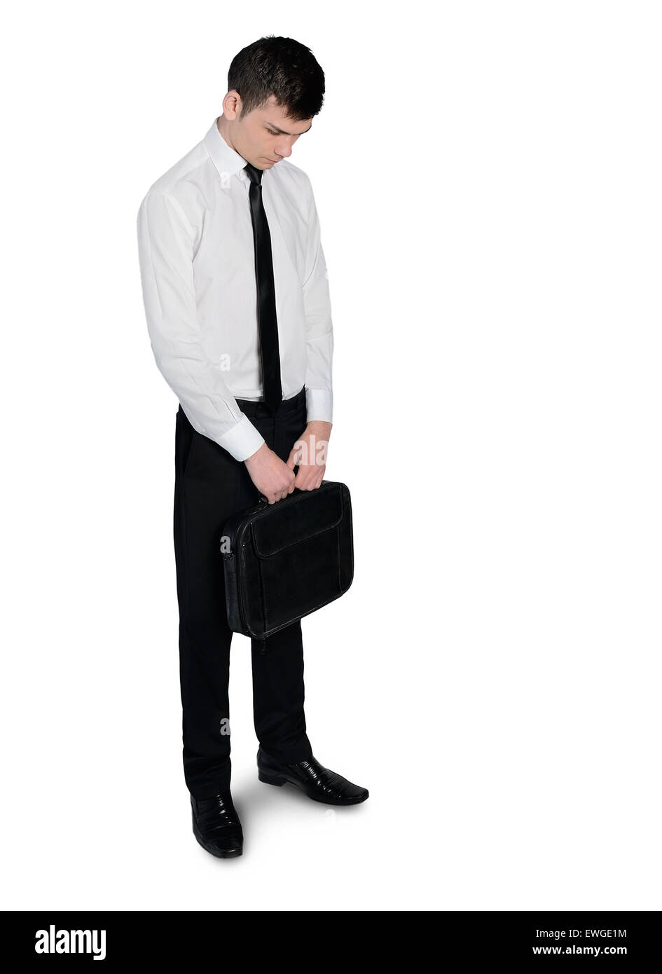 Isolated business man looking down Stock Photo - Alamy