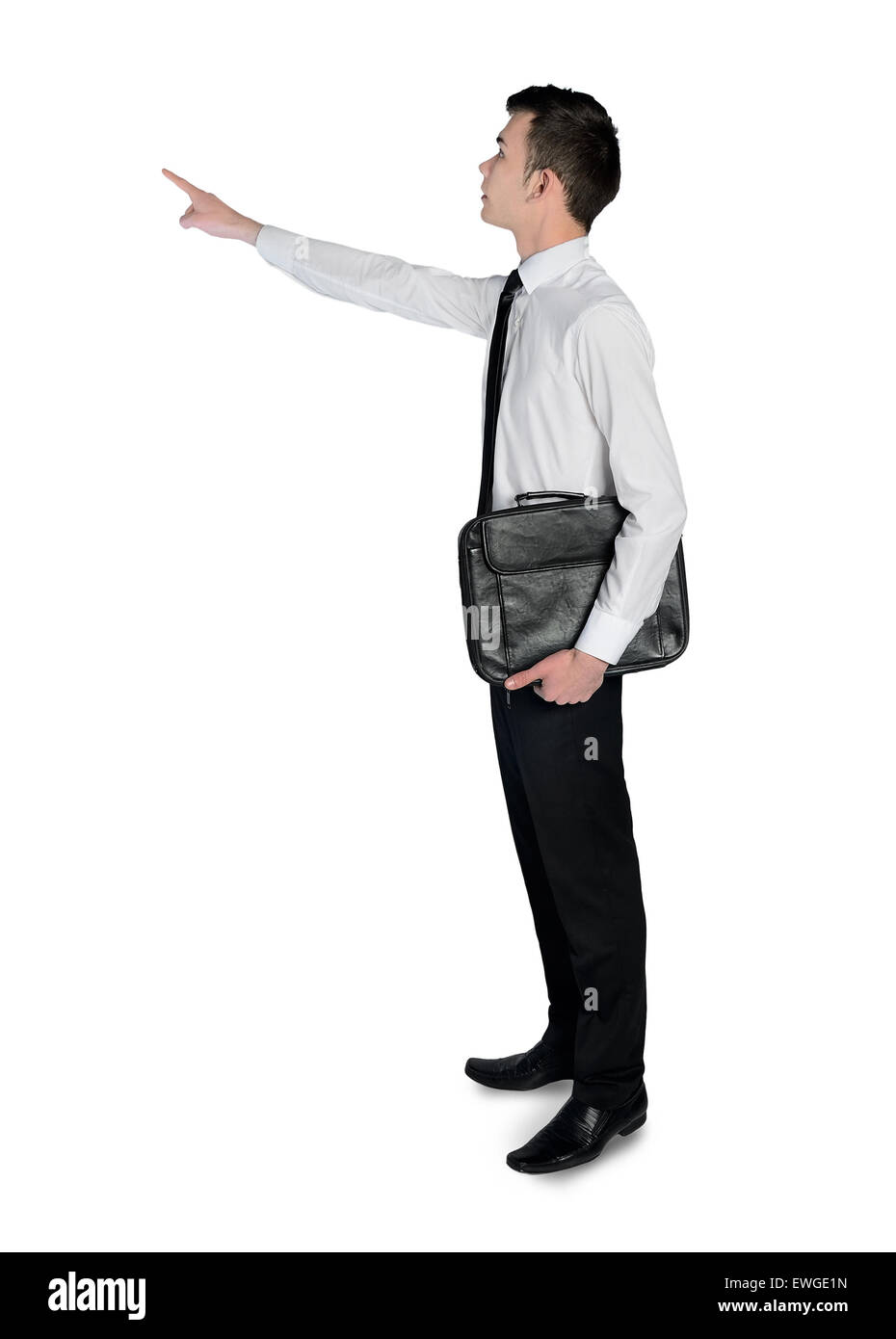 Isolated business man pointing something Stock Photo - Alamy