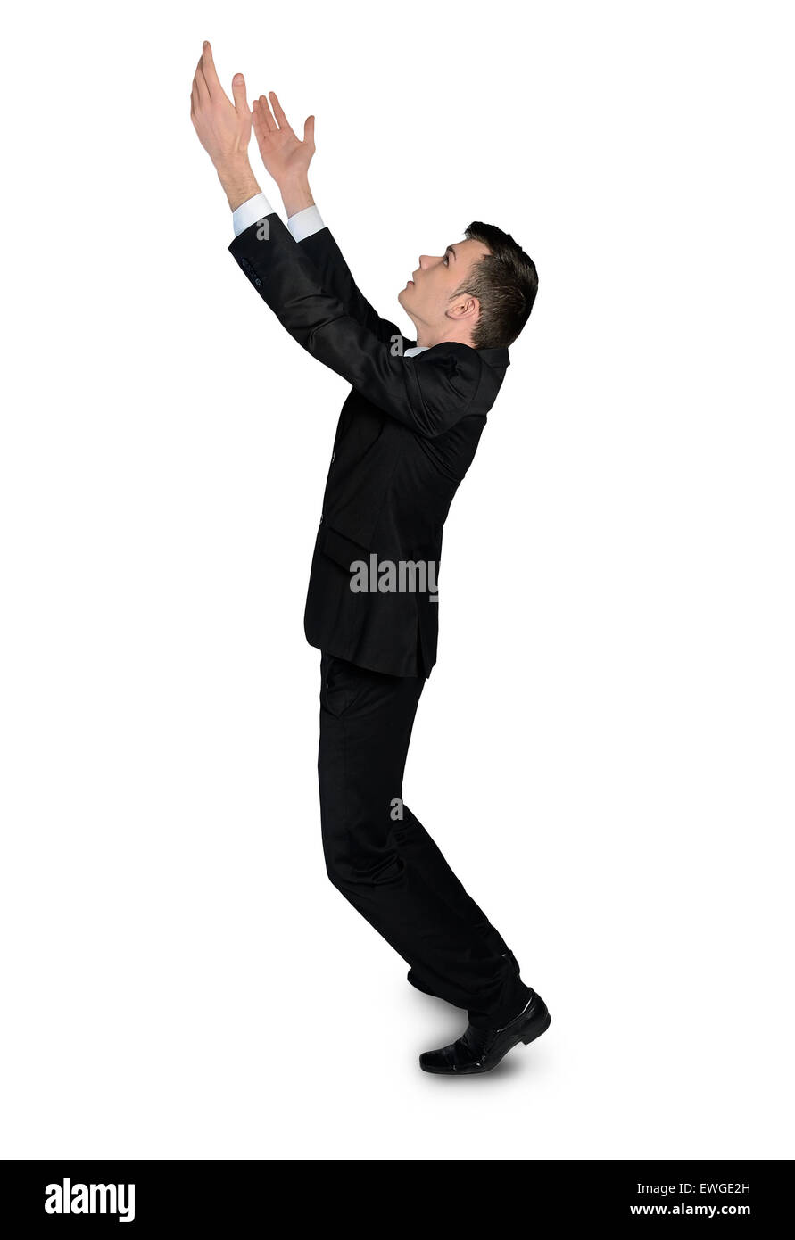 Isolated business man give something Stock Photo - Alamy