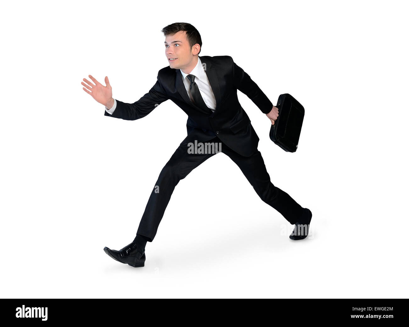 Isolated young business man running Stock Photo - Alamy