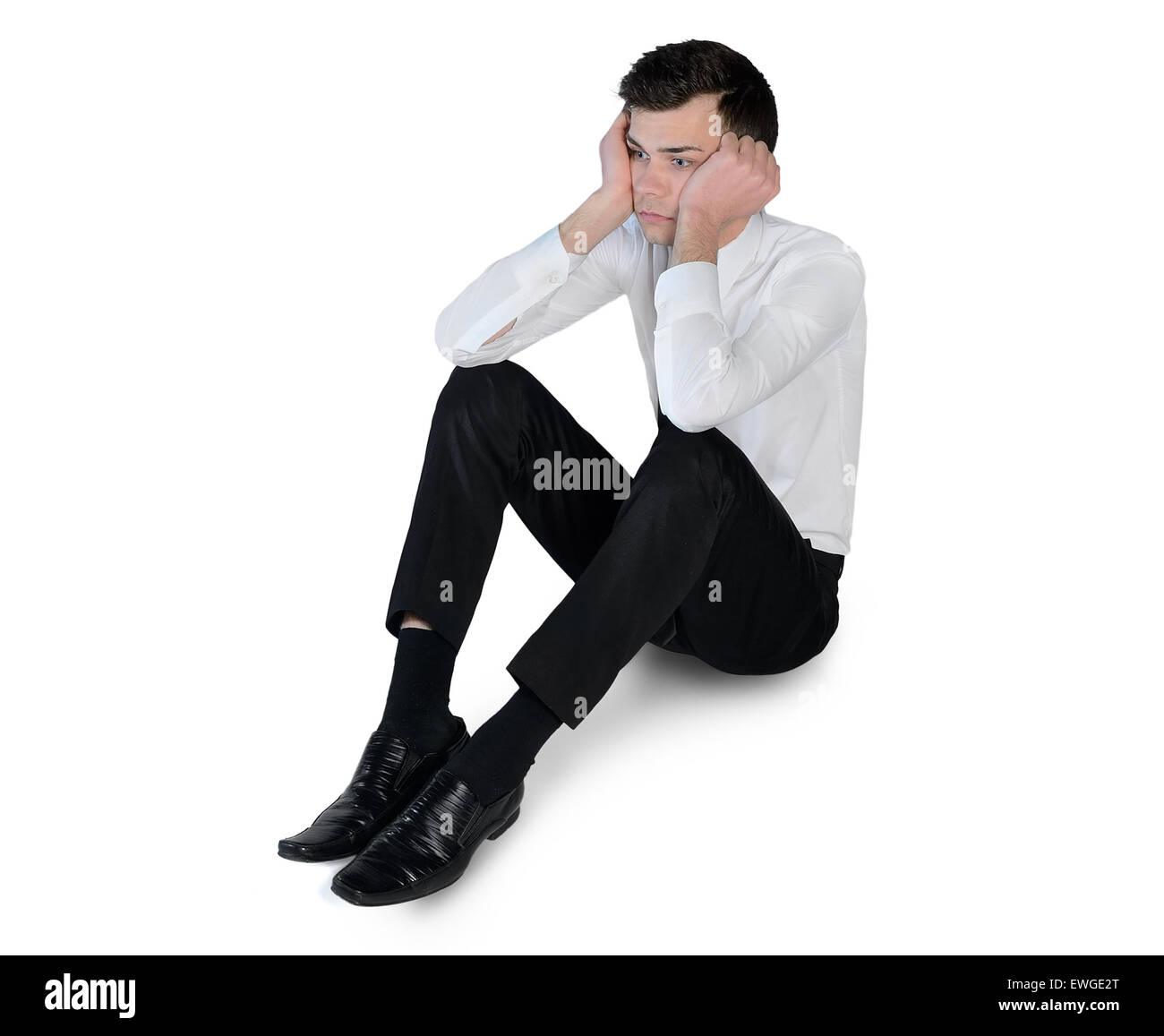 Isolated business man sad lay down Stock Photo - Alamy