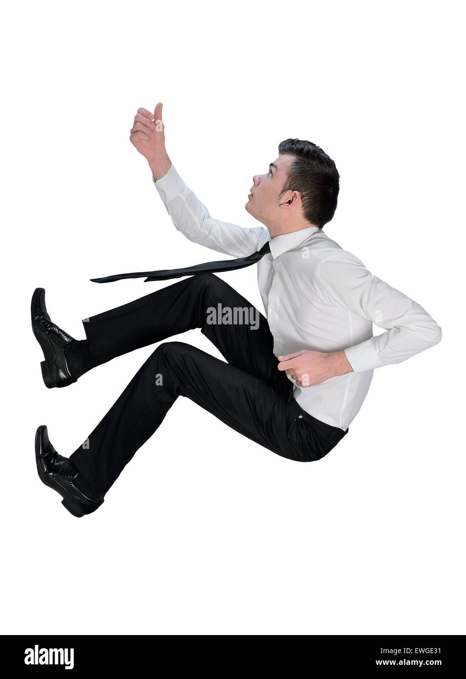 Isolated business man climb something Stock Photo - Alamy