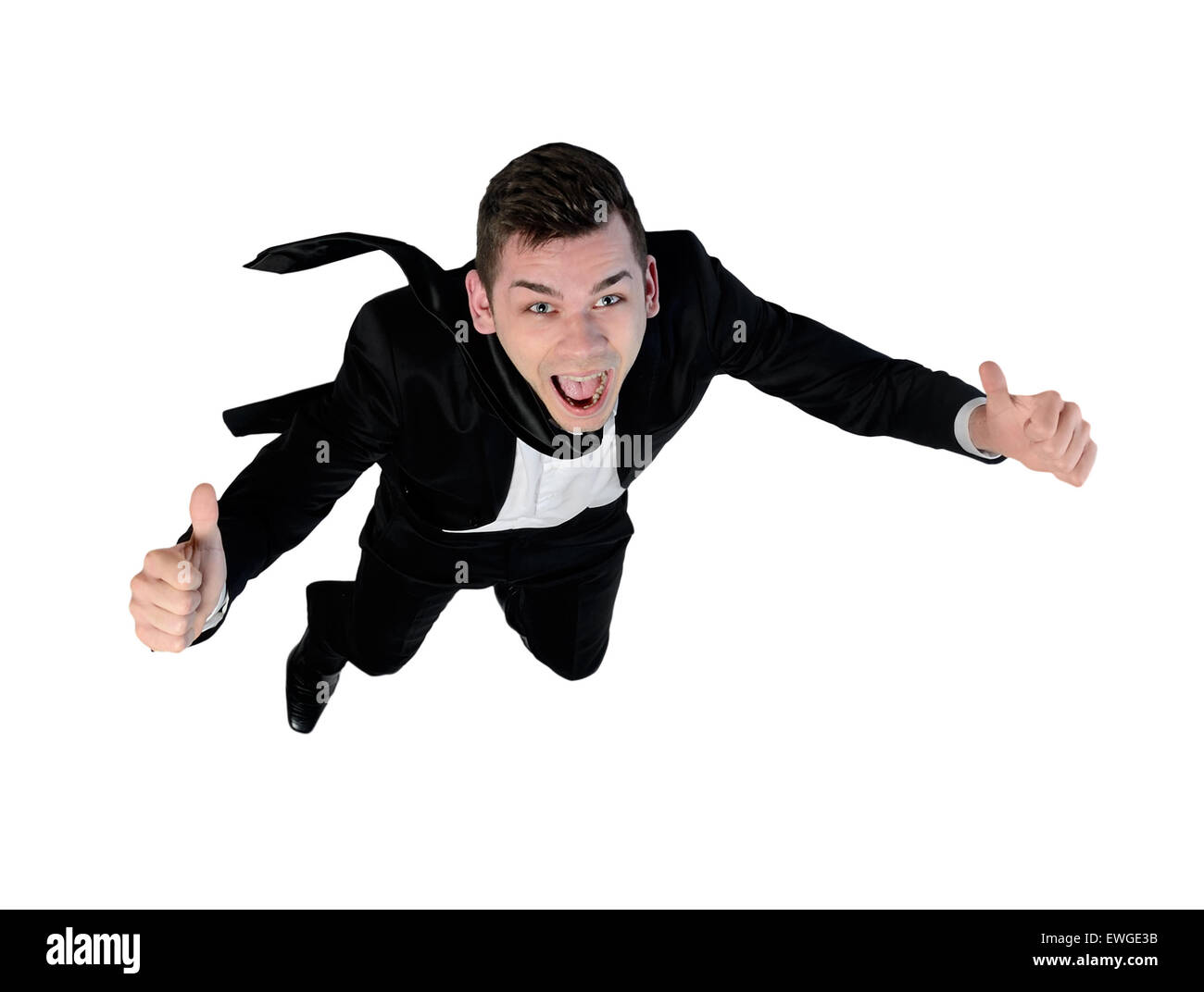 Isolated business man fly concept Stock Photo - Alamy