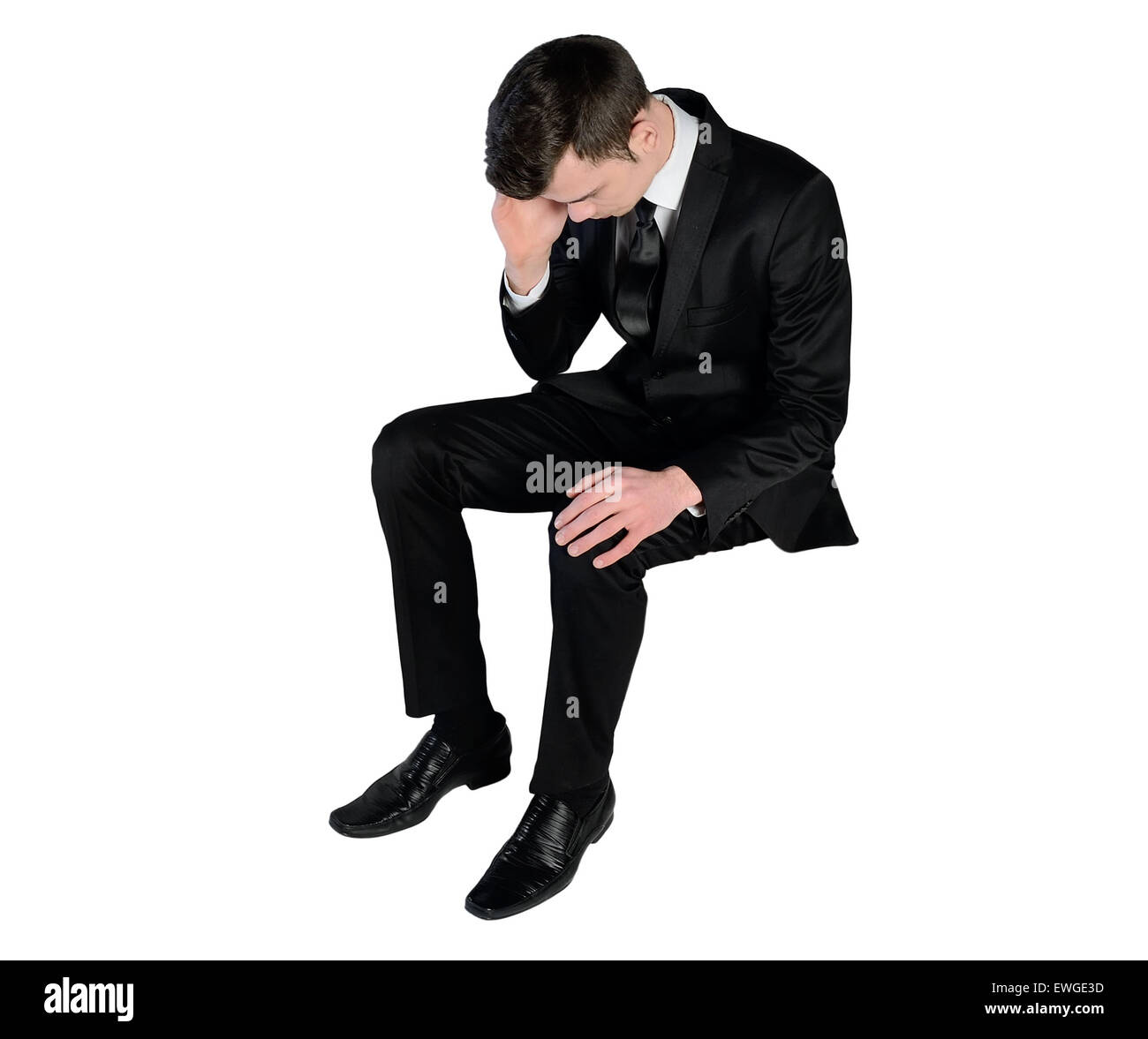 Isolated business man sad looking down Stock Photo - Alamy