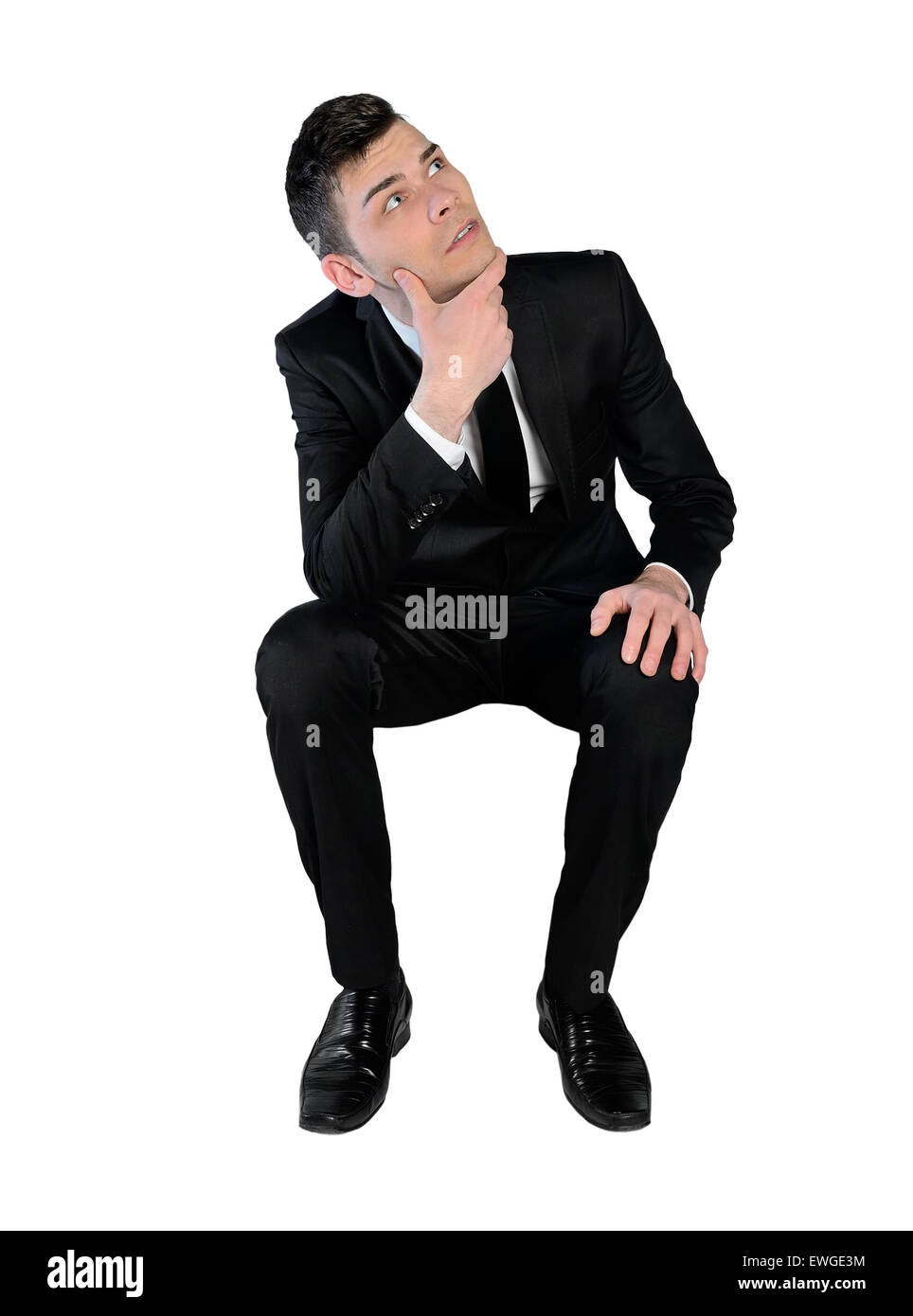 Isolated business man thinking up Stock Photo - Alamy Isolated business man thinking up Stock Photo - Alamy