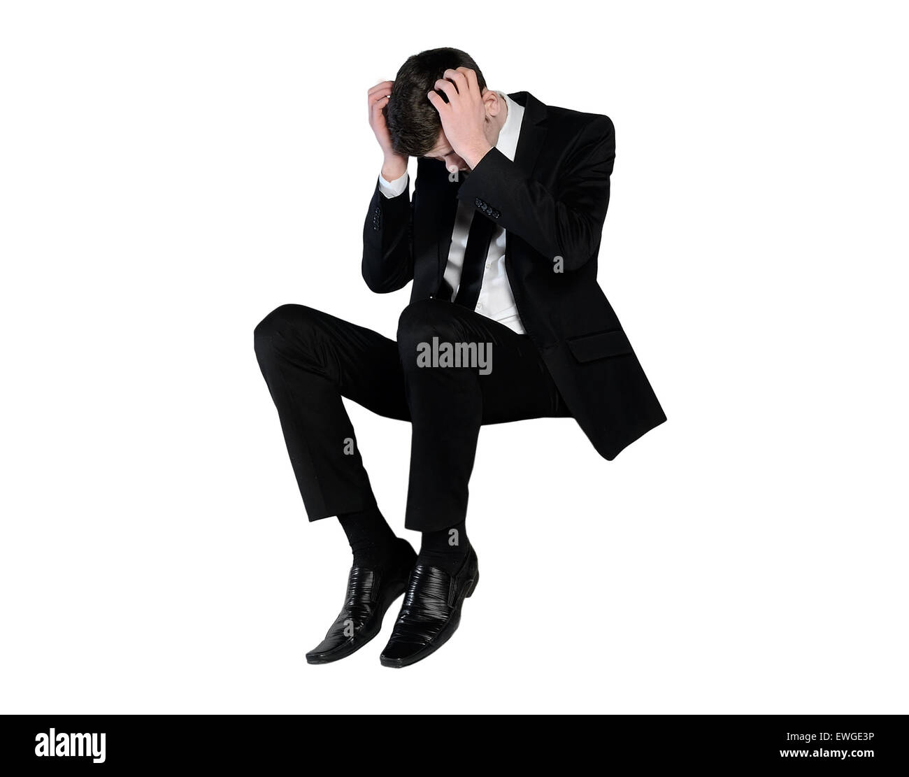 Isolated business man sad looking down Stock Photo - Alamy