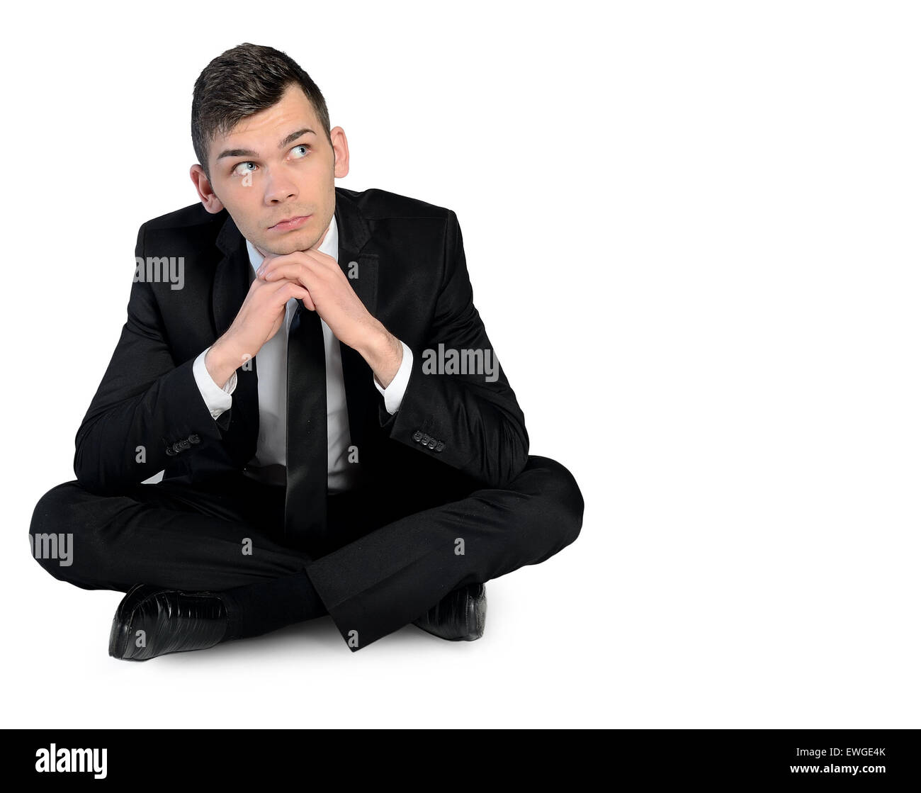 Isolated business man thinking solution Stock Photo - Alamy