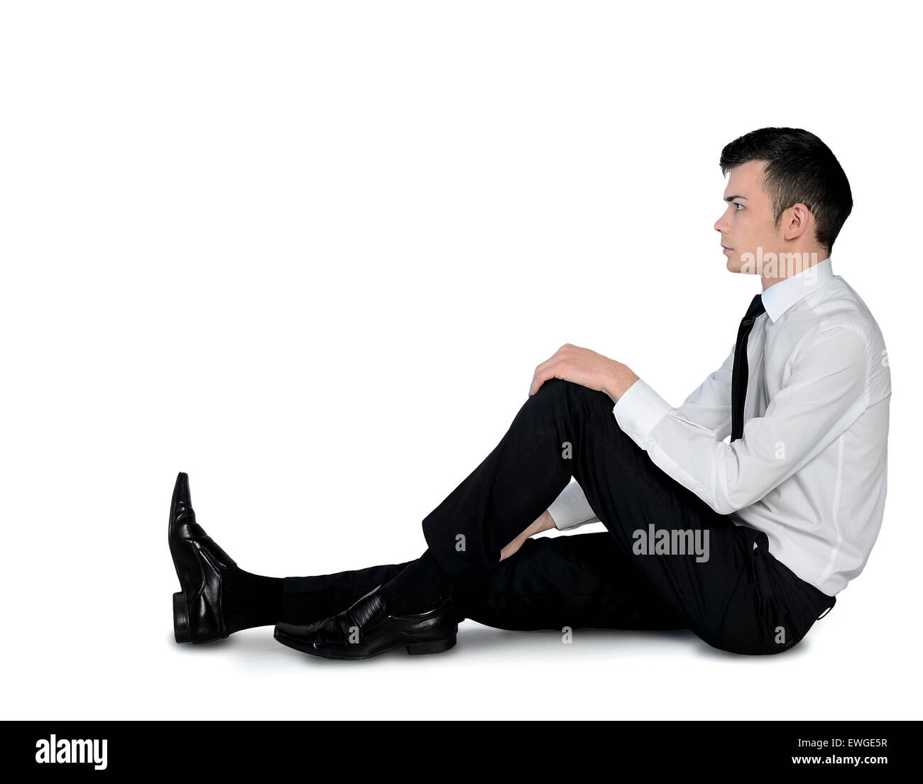 Isolated business man relaxing position Stock Photo - Alamy