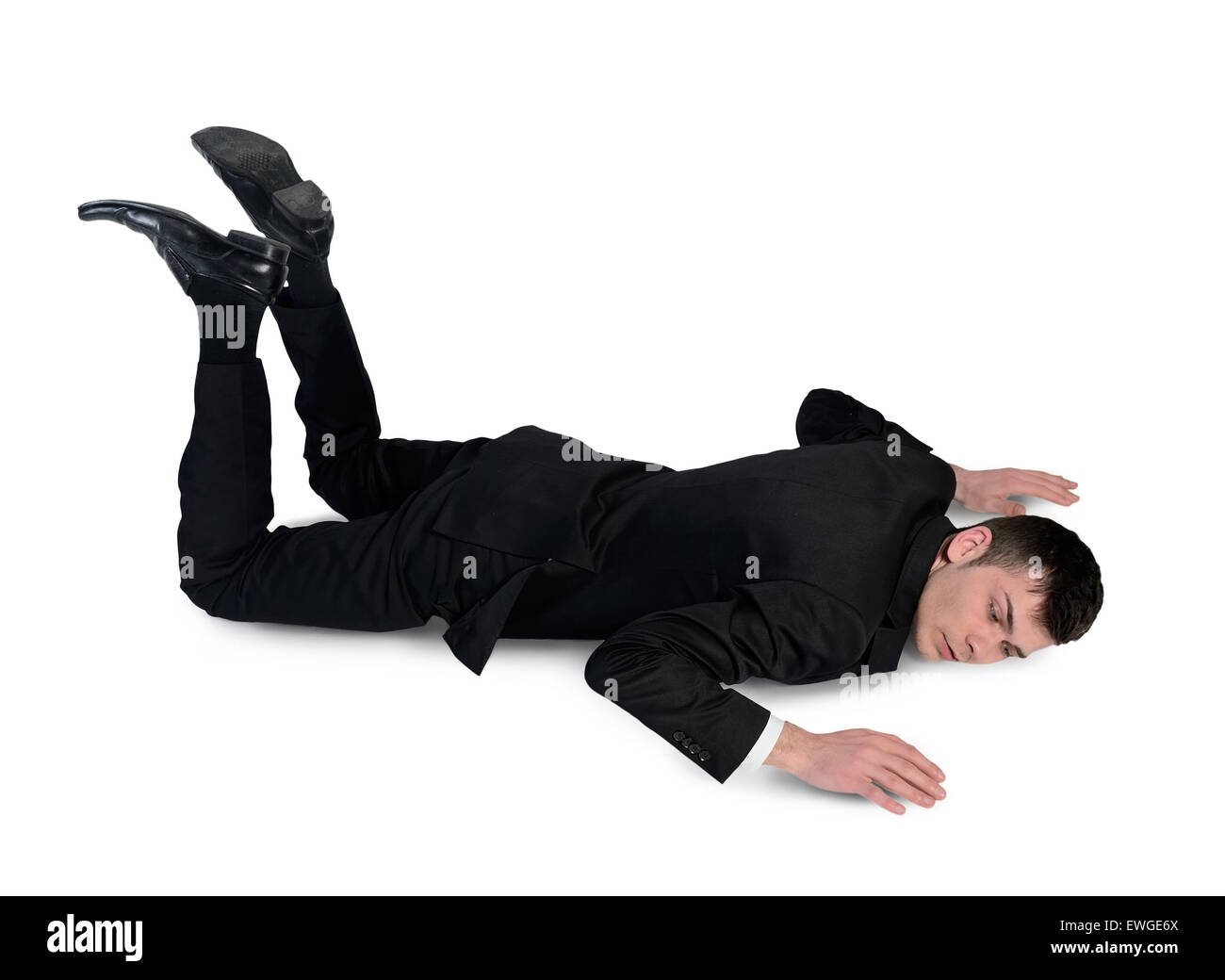 Isolated business man sleep position Stock Photo - Alamy