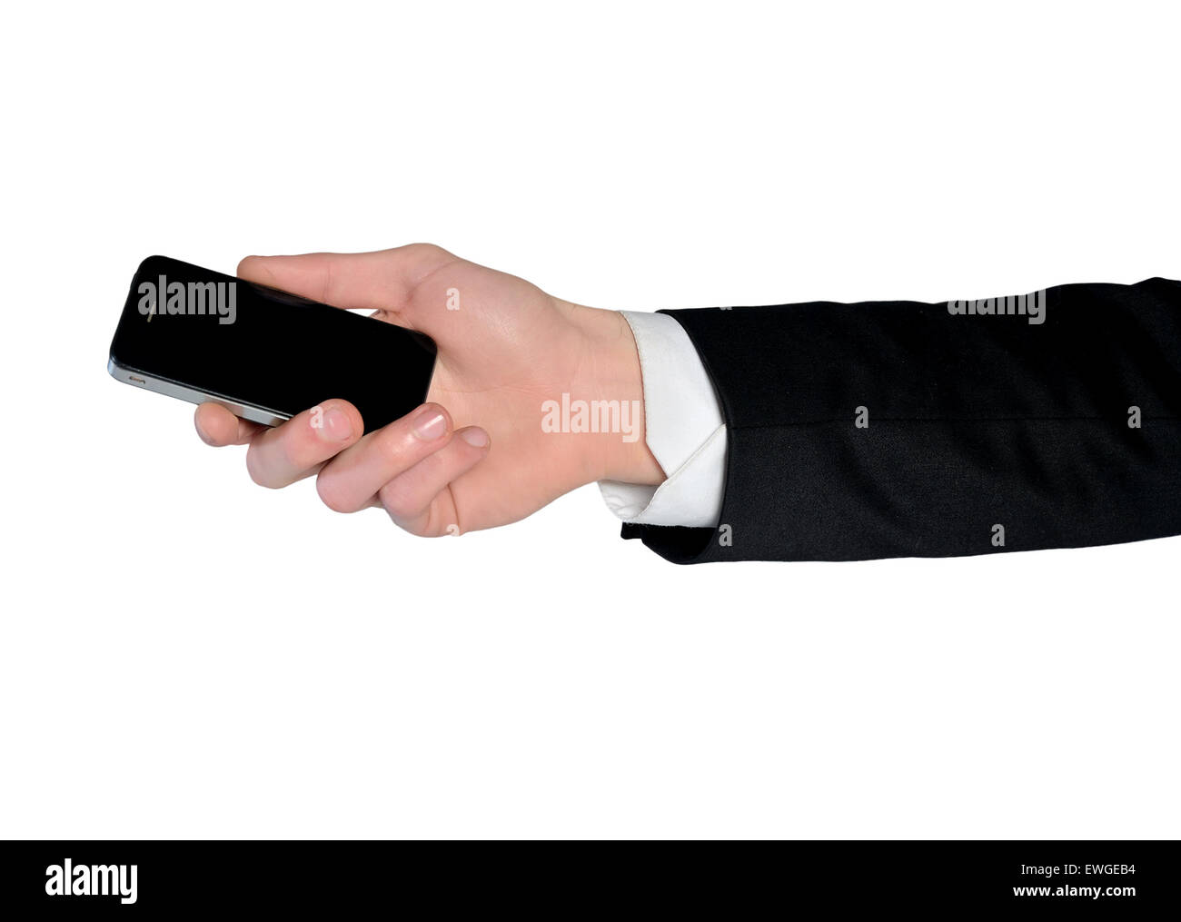 Isolated male hand holding phone Stock Photo - Alamy