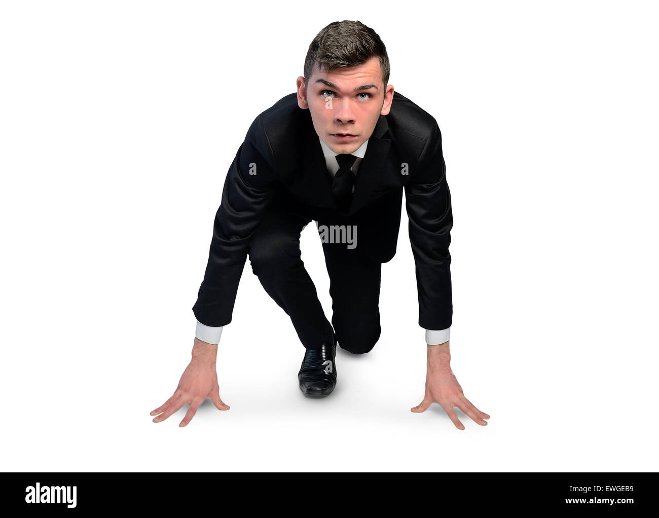 Isolated business man start run position Stock Photo - Alamy